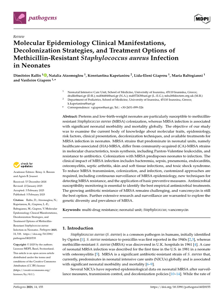 MRSA in Neonates: Epidemiology and Treatment | PDF | Methicillin ...