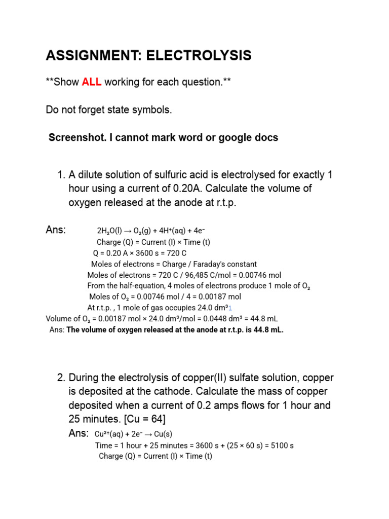 Anthwan Boyd - ASSIGNMENT_ ELECTROLYSIS | PDF