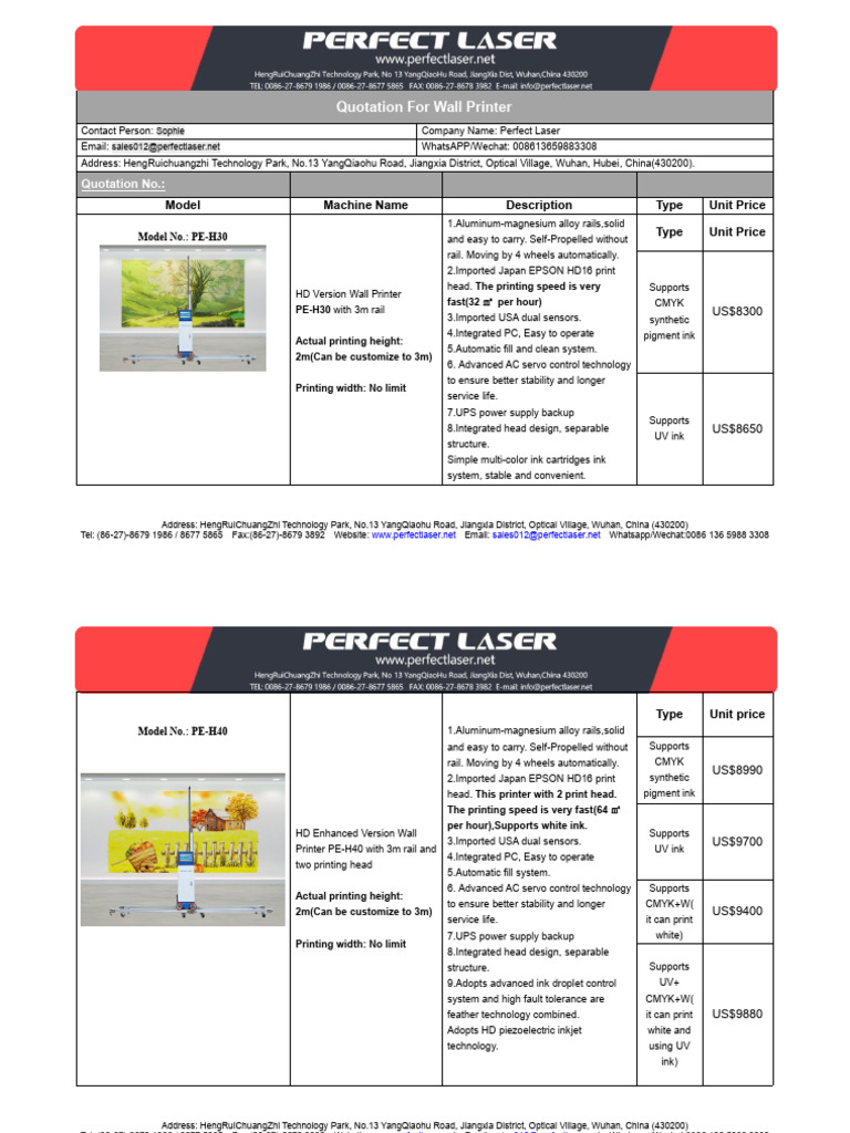 Perfect Laser-Wall Printing Machine QUOTATION | PDF | Printer ...