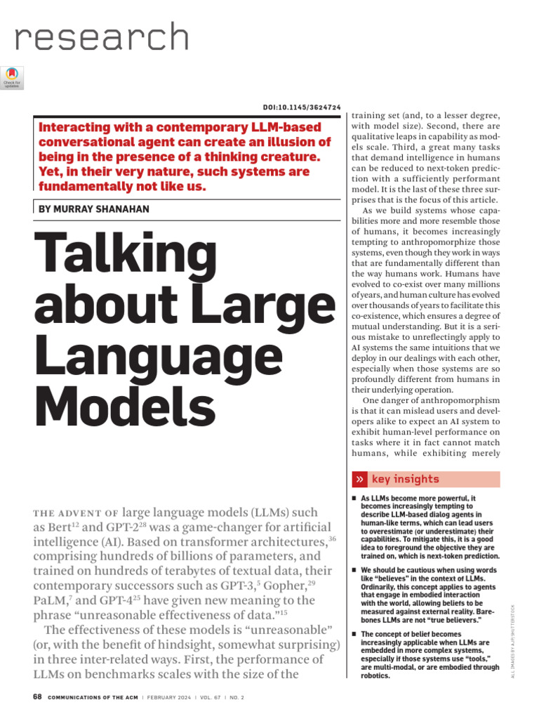 Talking About Large Language Models | PDF | Knowledge | Artificial ...