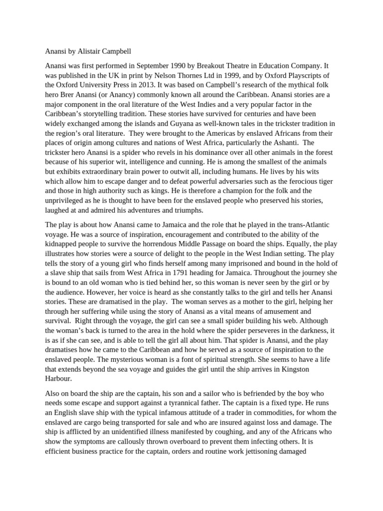 Anansi by Alistair Campbell (1) | PDF | Anansi | Atlantic Slave Trade