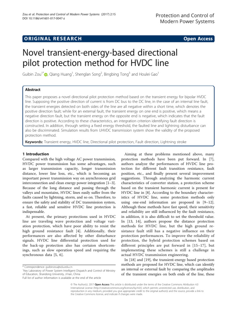 Novel Transient-Energy-Based Directional Pilot Protection Method For ...