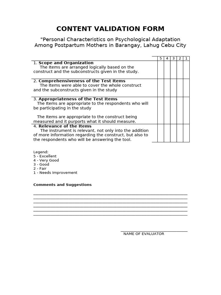 Content Validation Form | PDF