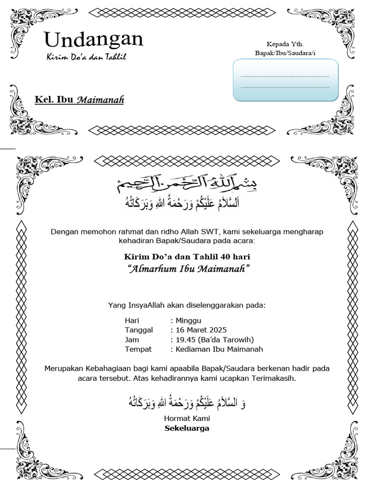 Undangan Pendak 1 Mbah | PDF