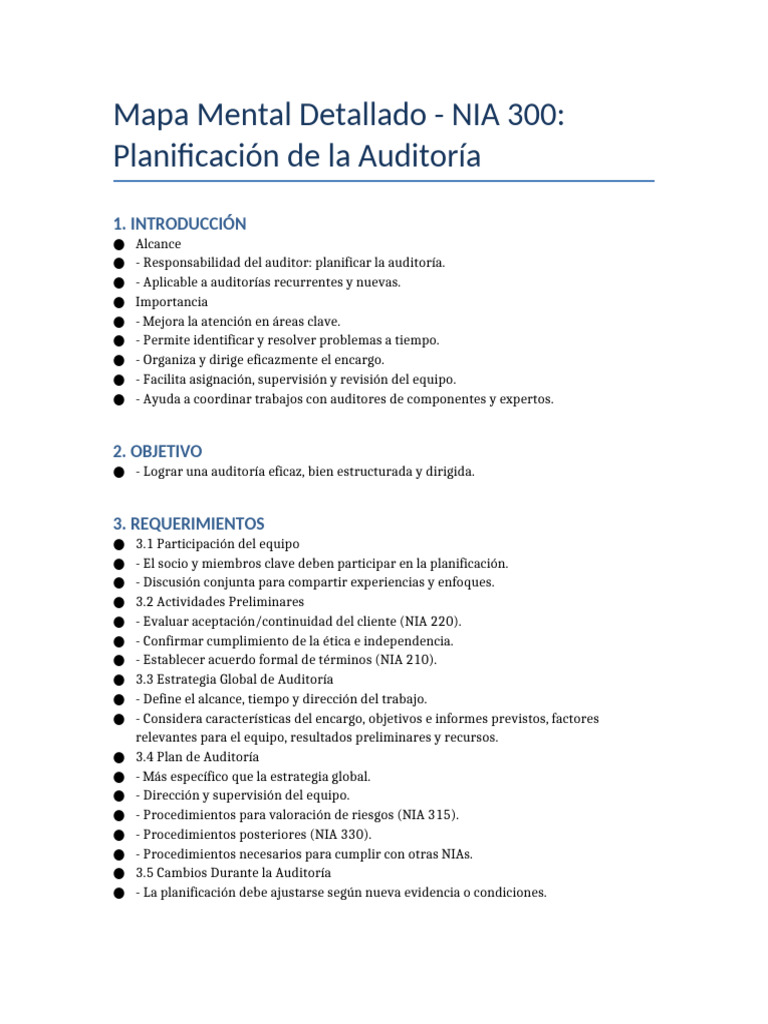 Mapa Mental NIA 300 | PDF | Auditoría | Planificación