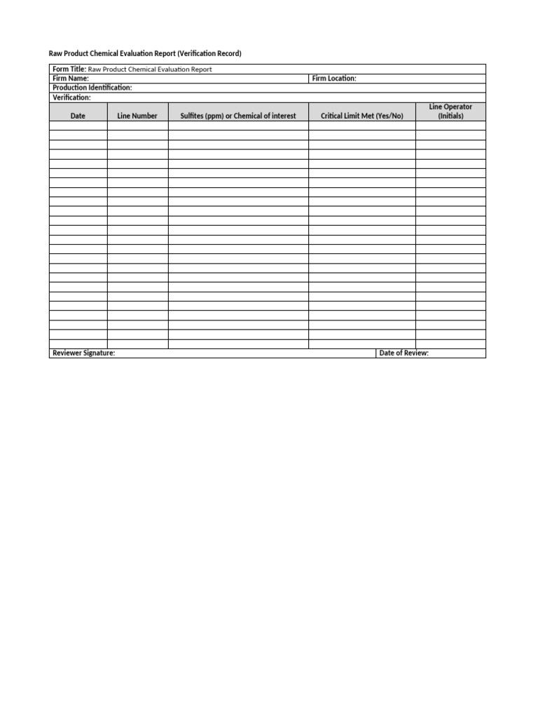 VerificationRecordForms ChemicalEvaluation | PDF