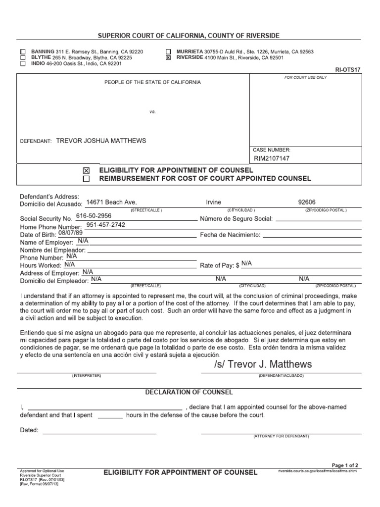 Appointment of Counsel | PDF