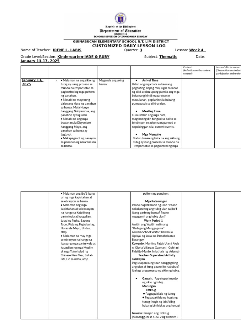 CDLL Week 4 Kinder q3 | PDF