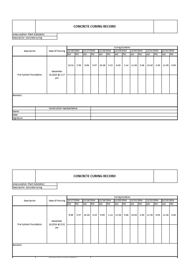 Curing Record | PDF