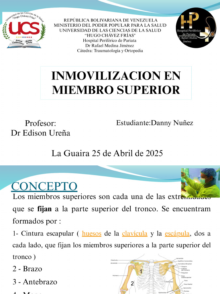 InmovilizacionenMiembroSuperiores Danny - PPTX 20250501 104115 0000 | PDF