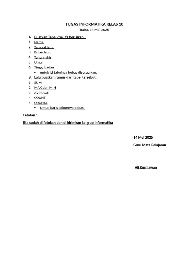 Tugas Informatika Kelas 10 | PDF