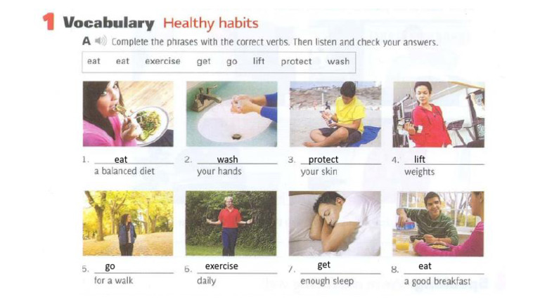 Vocabulary Healthy Habits | PDF