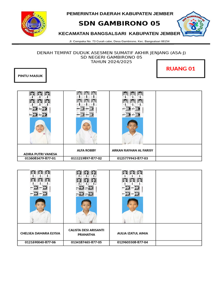 Denah Duduk Asa-J Ruang 01 | PDF