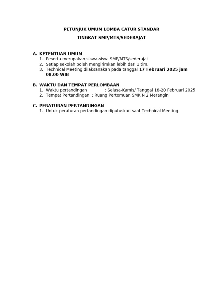 Flyer Lomba Catur SMP 2025 | PDF