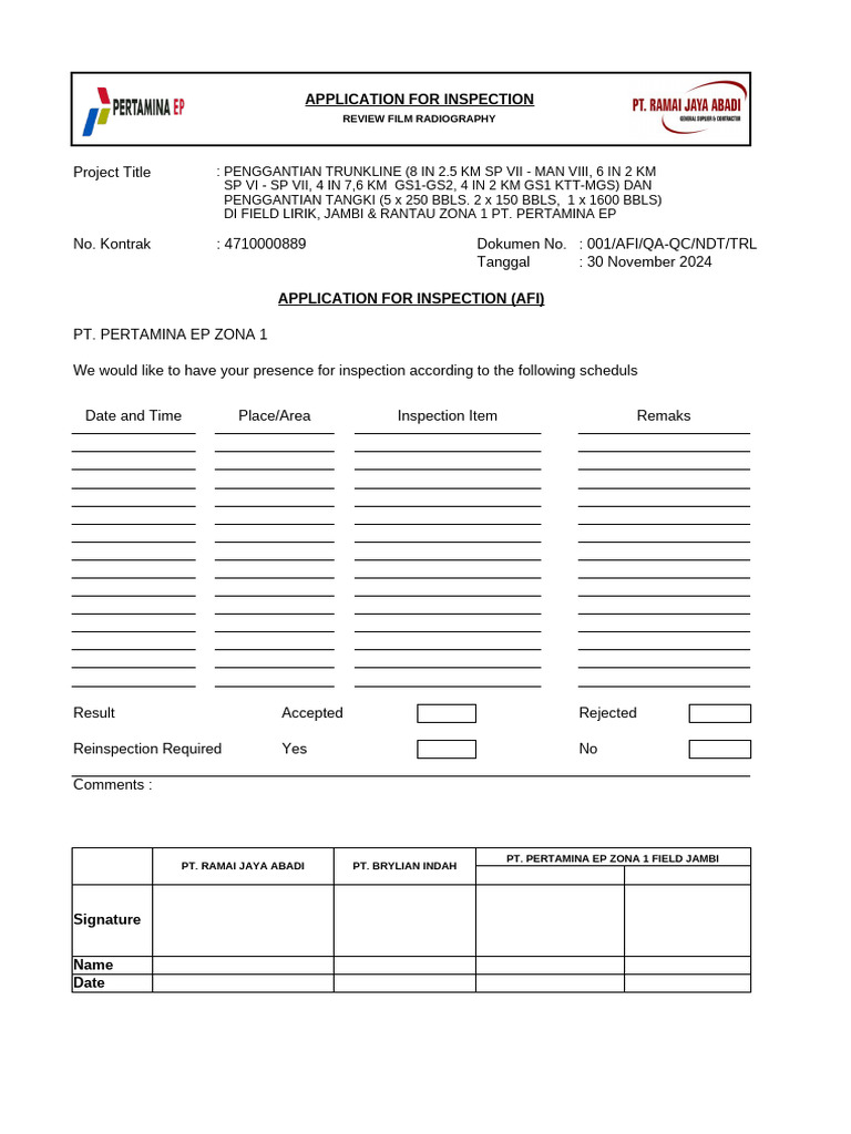 Format Afi Dan Absen Crane | PDF