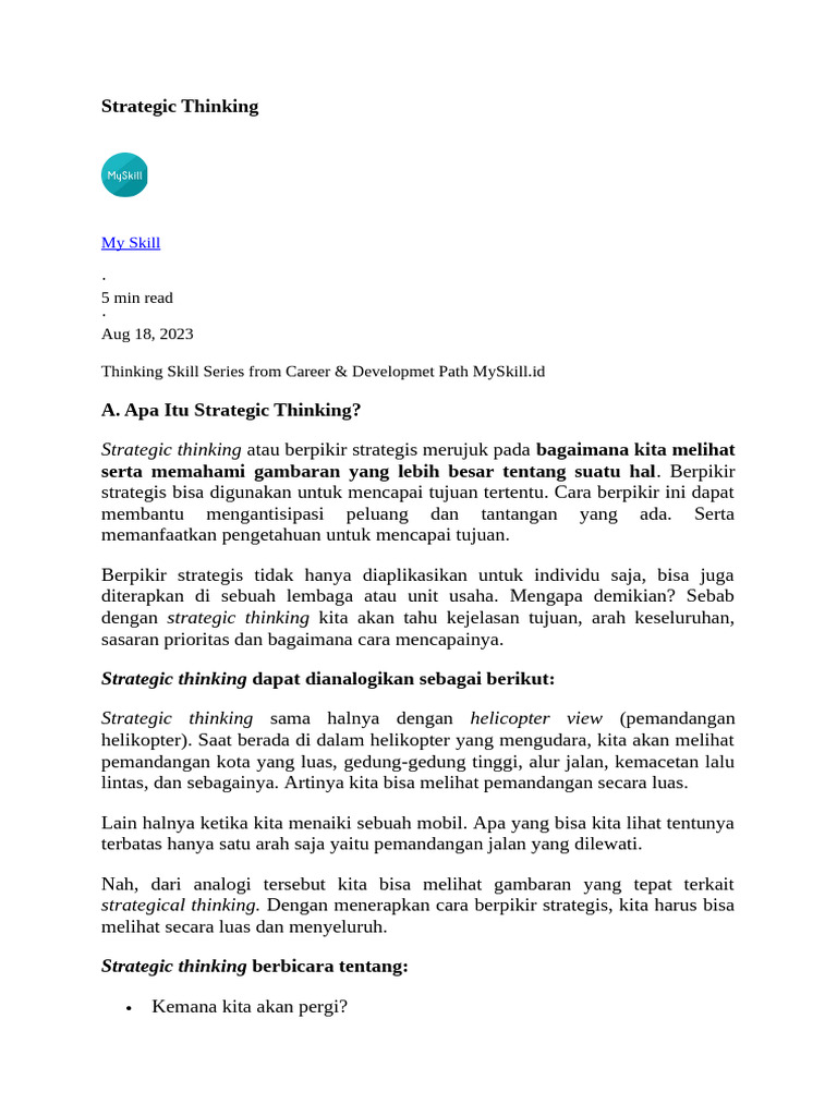 Strategic Thinking | PDF