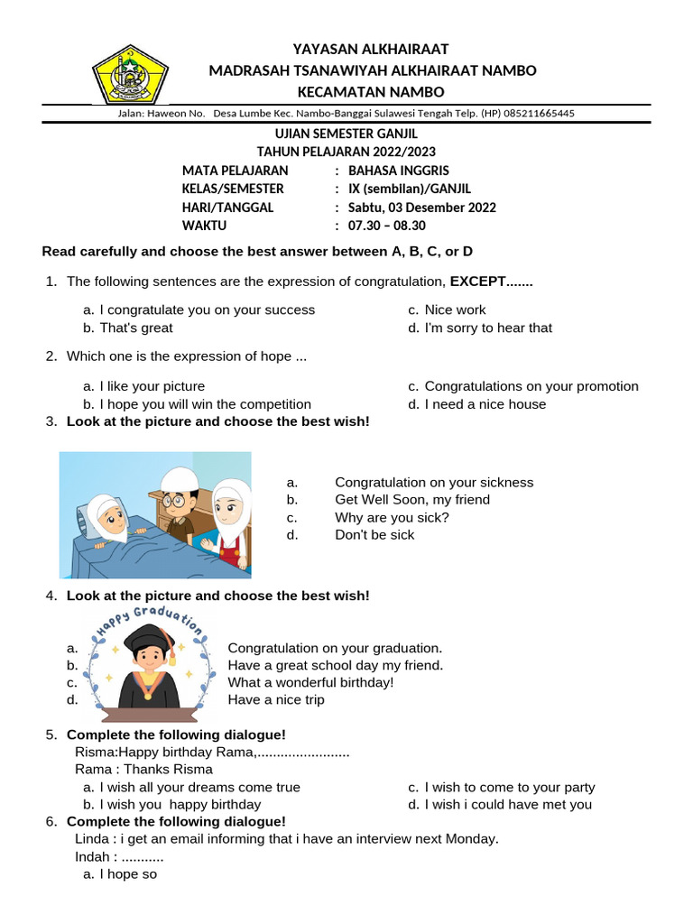 SOAL UJIAN BAHASA INGGRIS KELAS 9 | PDF