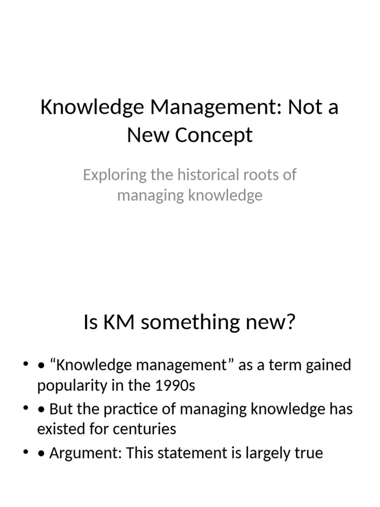 Knowledge - Management - History, For Documentation | PDF