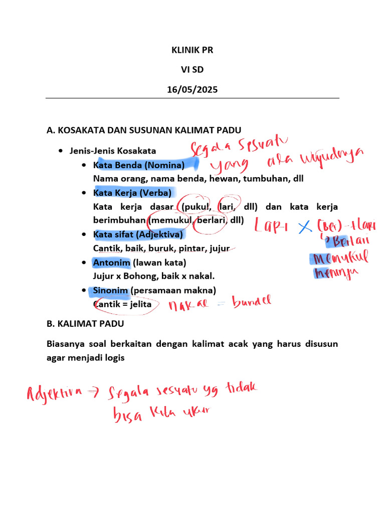 Kosakata, Kalimat, dan Puisi SD | PDF