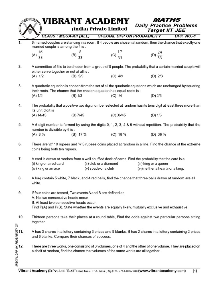 Probability Dpp-1 | PDF | Odds | Probability
