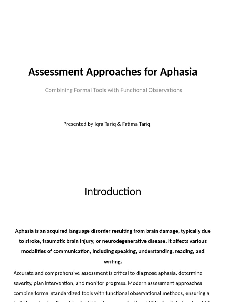 Aphasia Assessment | PDF | Aphasia | Behavioural Sciences