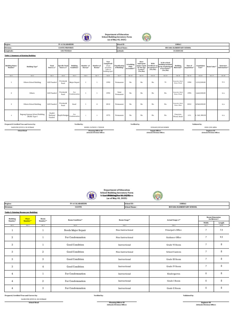 NSBI Data Gathering Forms SY 2024 2025 | PDF | Building Materials ...
