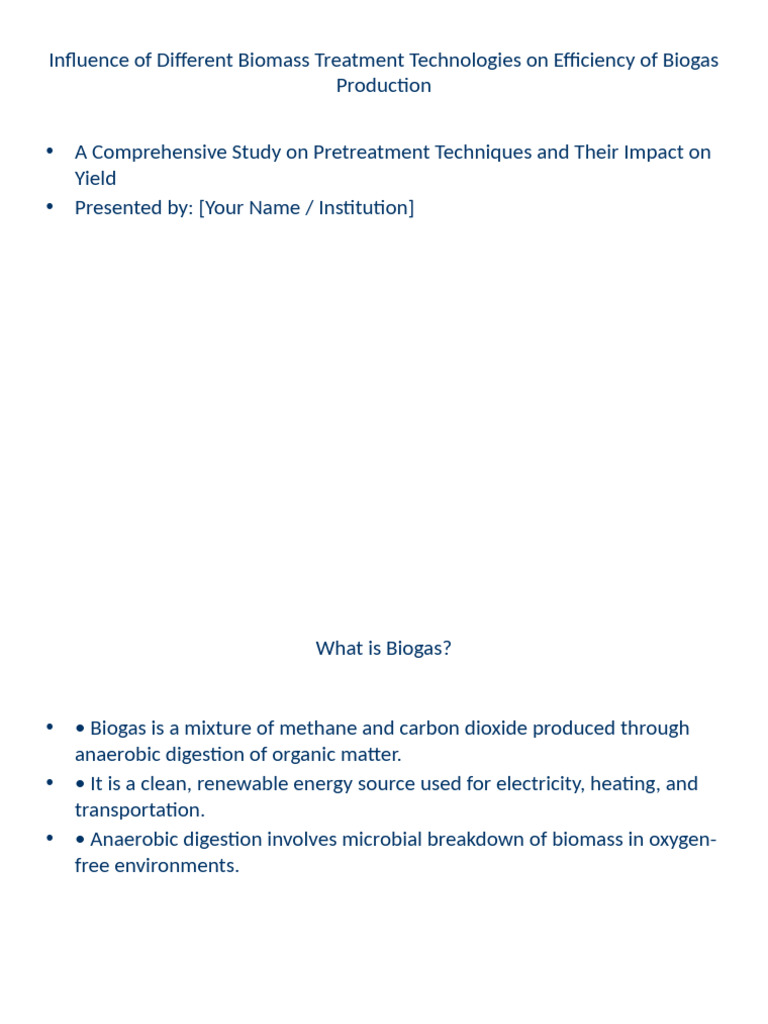 Final Biomass Treatment Biogas Presentation | PDF | Biogas | Anaerobic ...