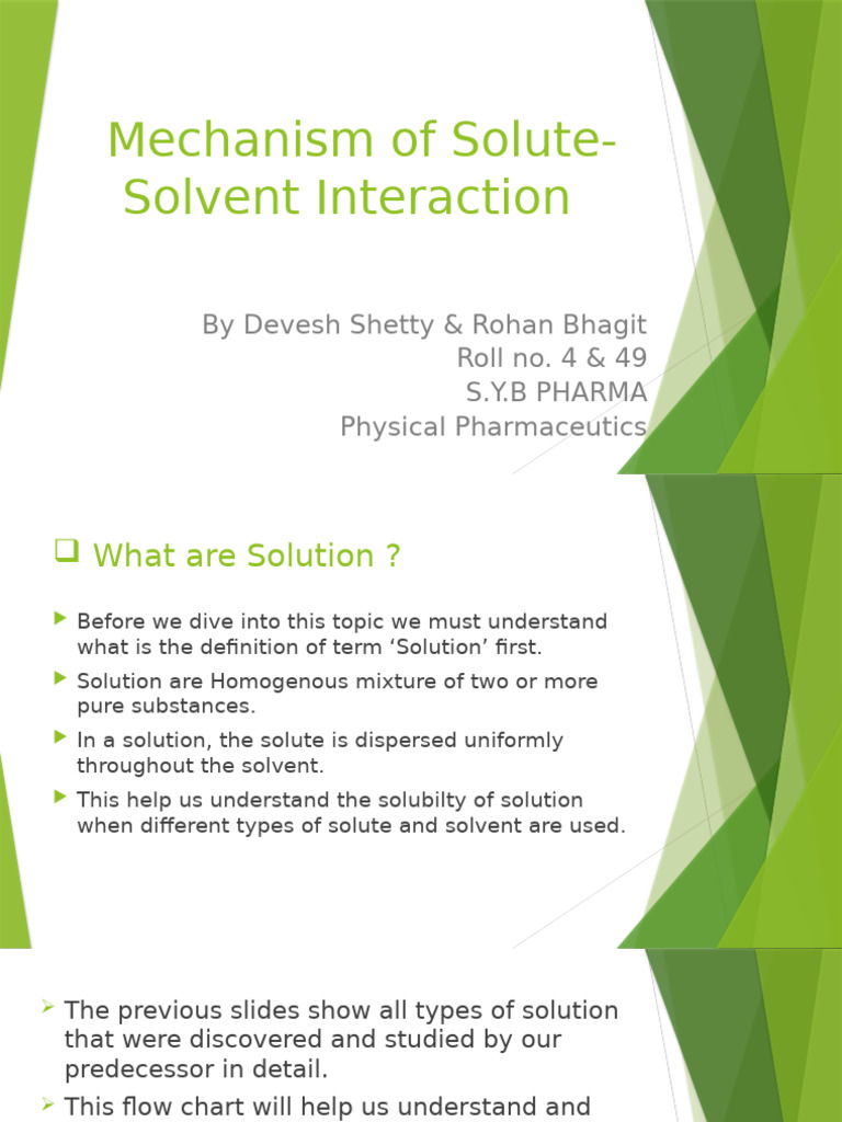 Mechanism of Solute-Solvent Interaction | PDF | Chemical Polarity | Solvent
