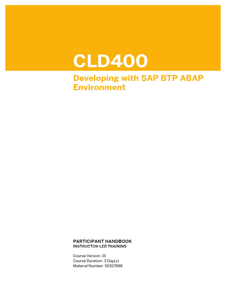 Developing With SAP BTP ABAP Environment | PDF | Cloud Computing ...