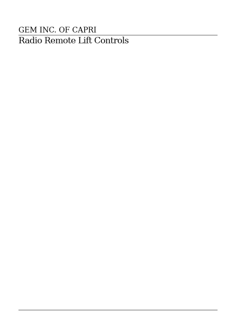 GEM Remote Lift Control Manual | PDF | Switch | Manufactured Goods