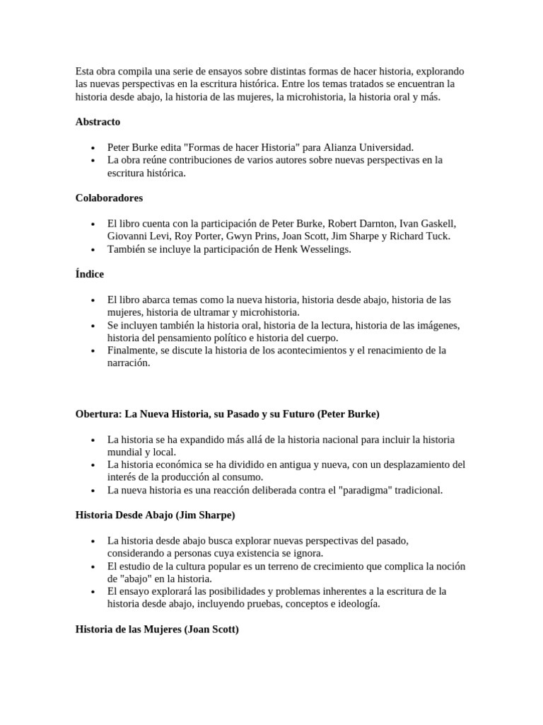 Resumen Burke Cap 1 y 2 | PDF | Historiador | Historiografía
