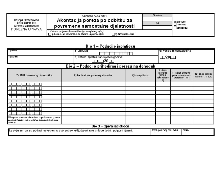 DFPU-Obrazac-AUG-1031-Akontacija Poreza Po Odbitku Za Povremene ...