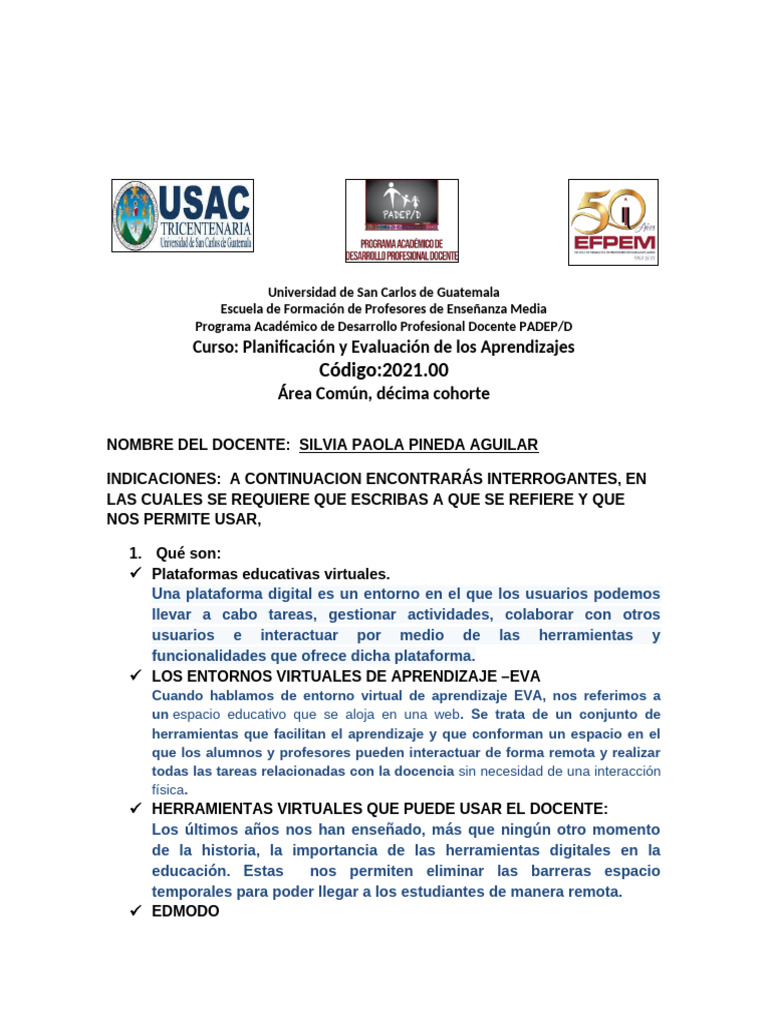 Ejercicio No. 6 | PDF | Maestros | Videotelefonía