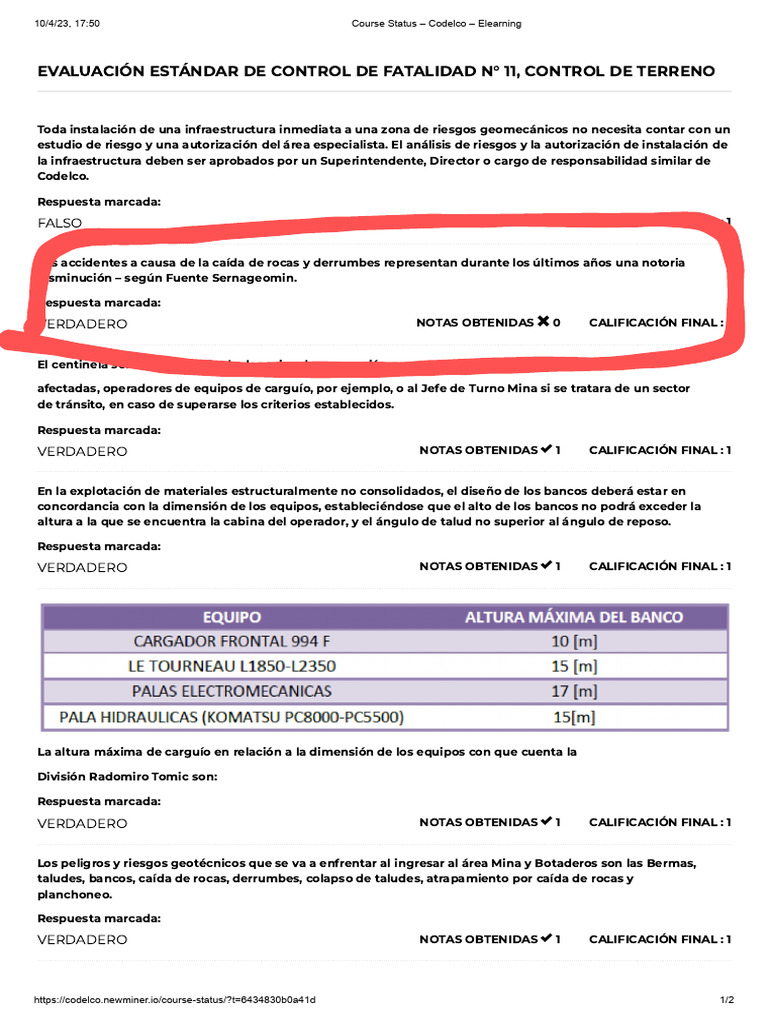 Course Status - Codelco - Elearning | PDF