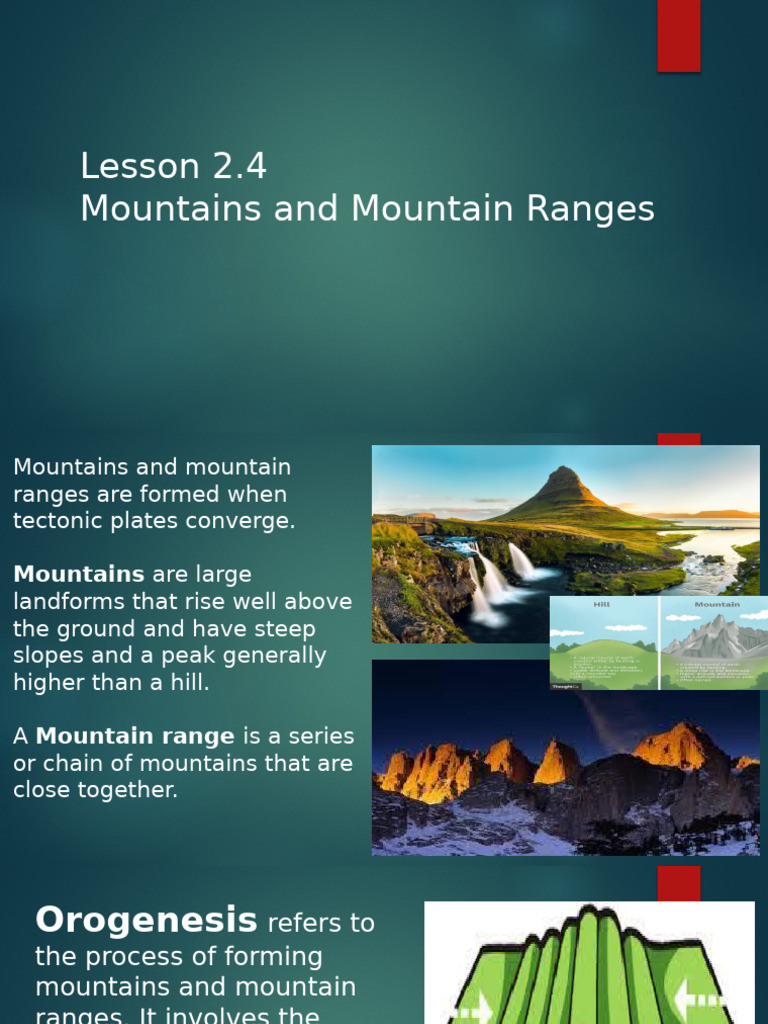 Lesson 2.4 Mountain and Mountain Ranges | PDF | Mountains | Volcano
