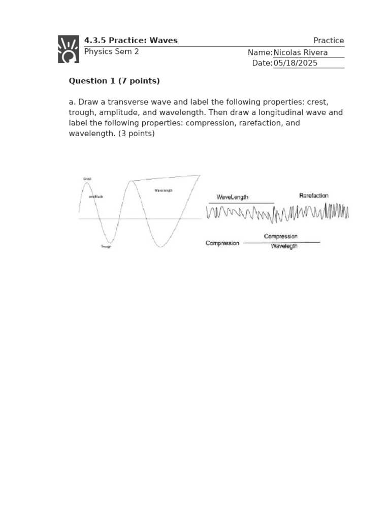4.3.5 Practice - Waves (Practice) | PDF | Waves | Electromagnetic Spectrum
