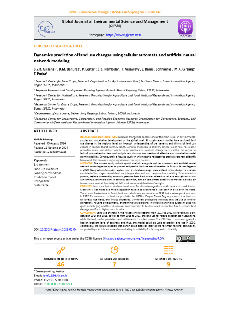 Dynamics Prediction of Land Use Changes Using Cellular Automata and Artificial Neural Network ...