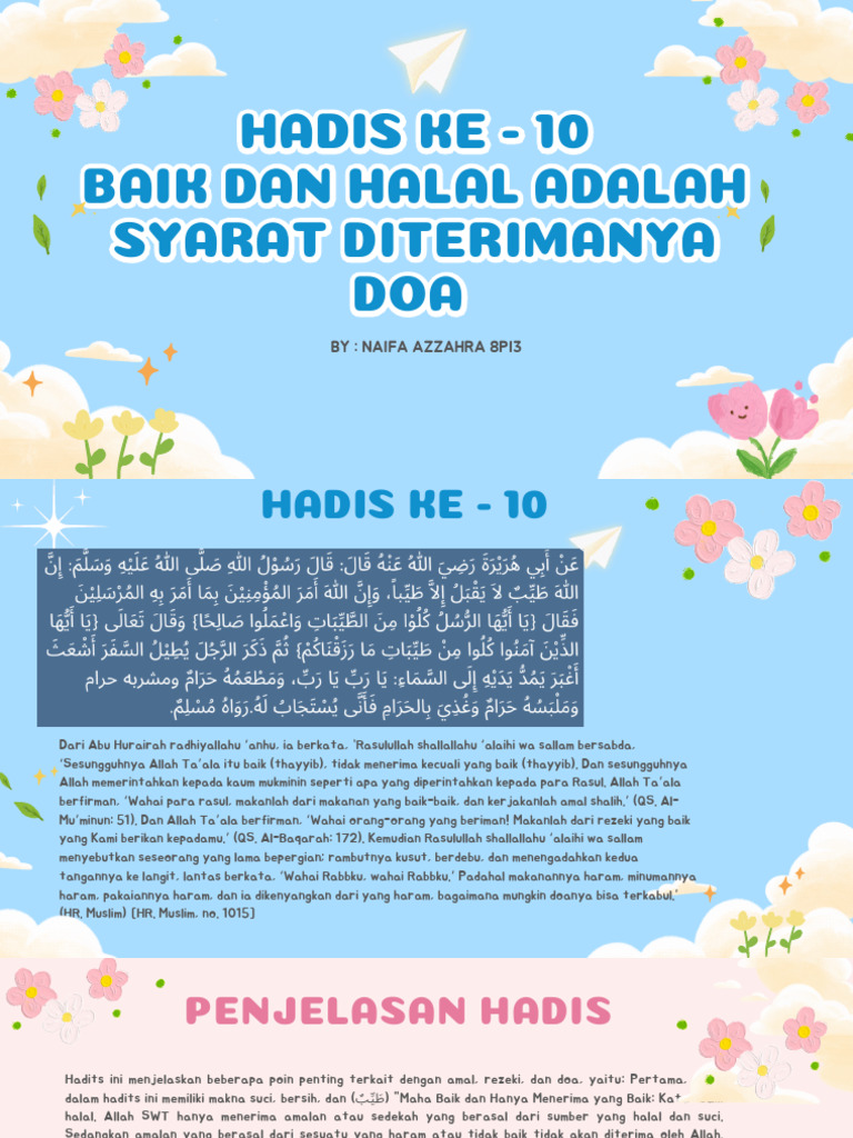 Hadis Ke 10 Baik Dan Halal Adalah Syarat Diterimanya Doa | PDF