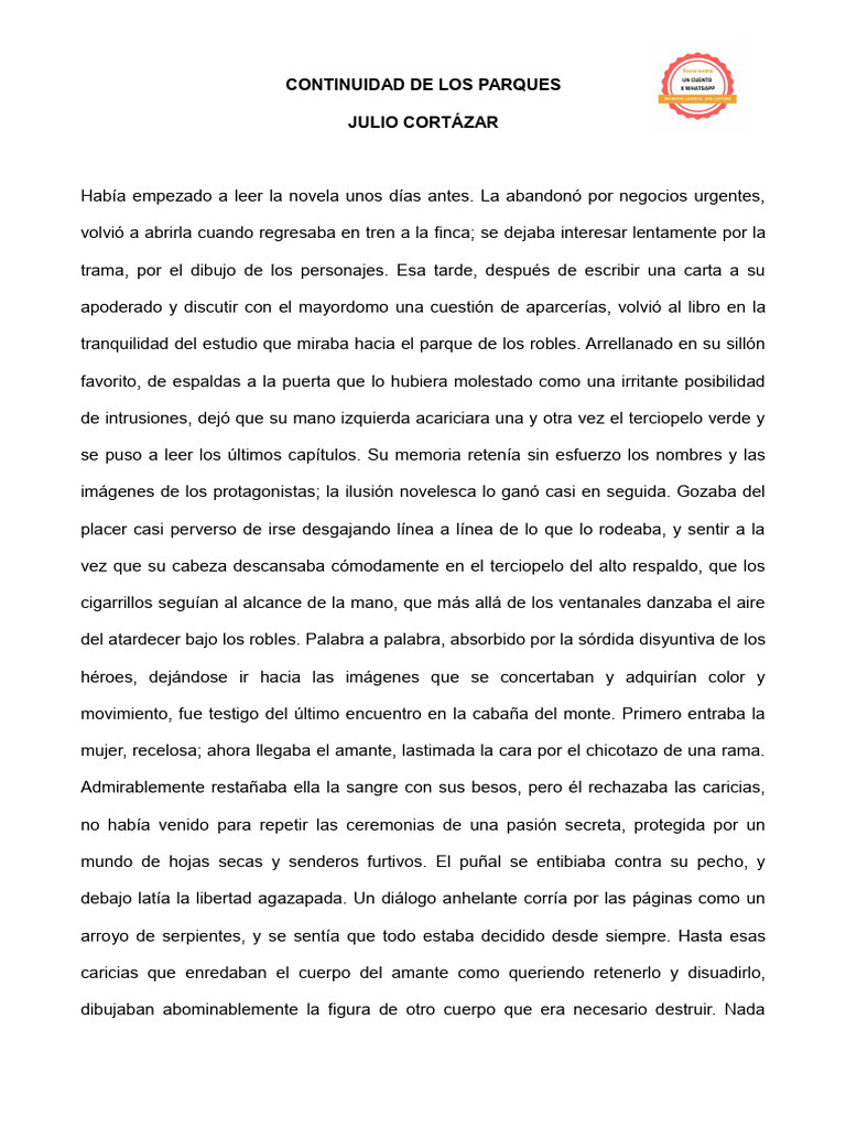 Continuidad de Los Parques - Julio Cortázar | PDF