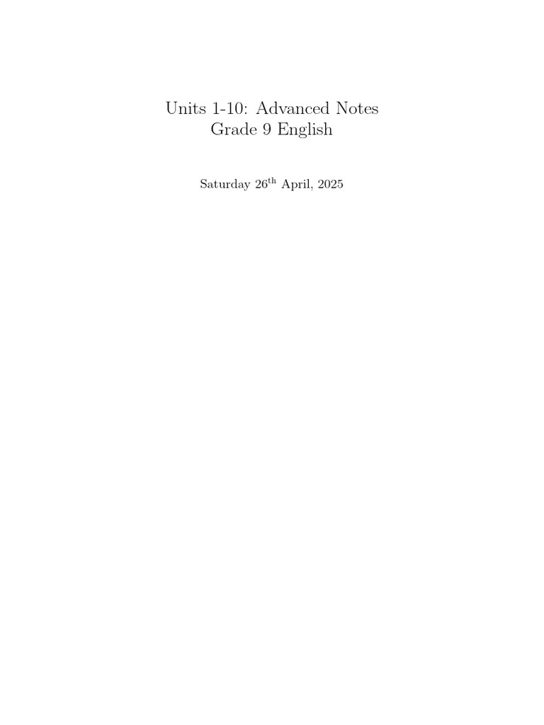 Advanced English Notes for Grade 9 | PDF | English Language | Verb