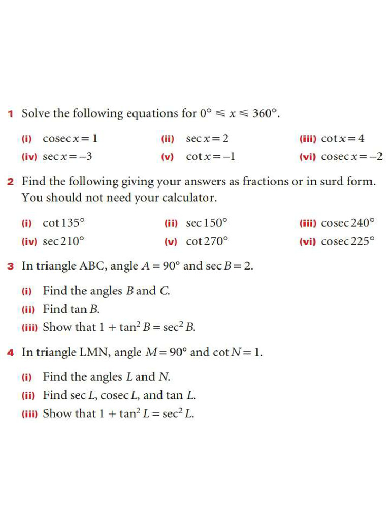 Maths A level Assignment 3 Trigonometry | PDF