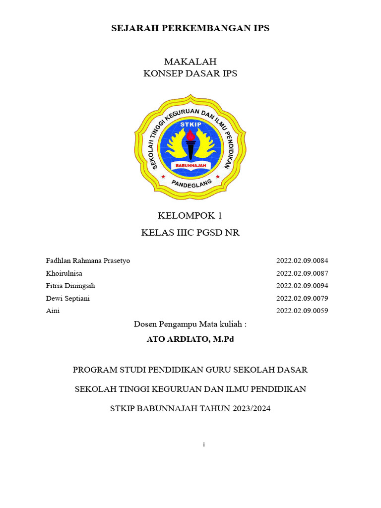 Kelompok 1 - Makalah Sejarah Ips - Konsep Dasar Ips | PDF