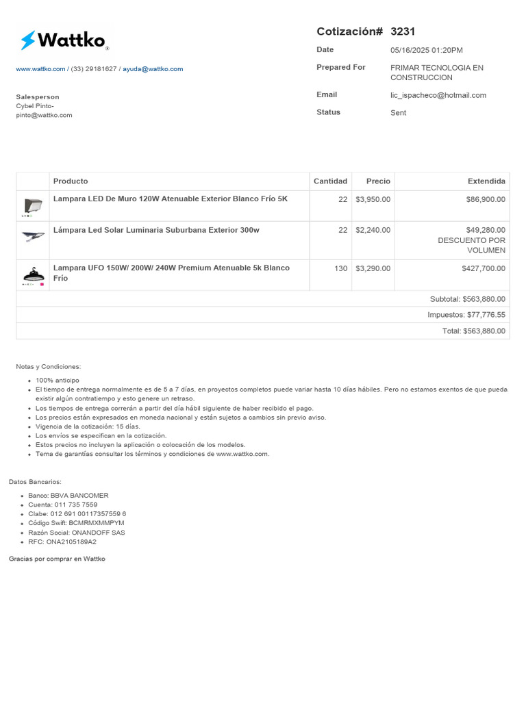 Cotizaci N Wattko3231 | PDF | Economias | Dinero