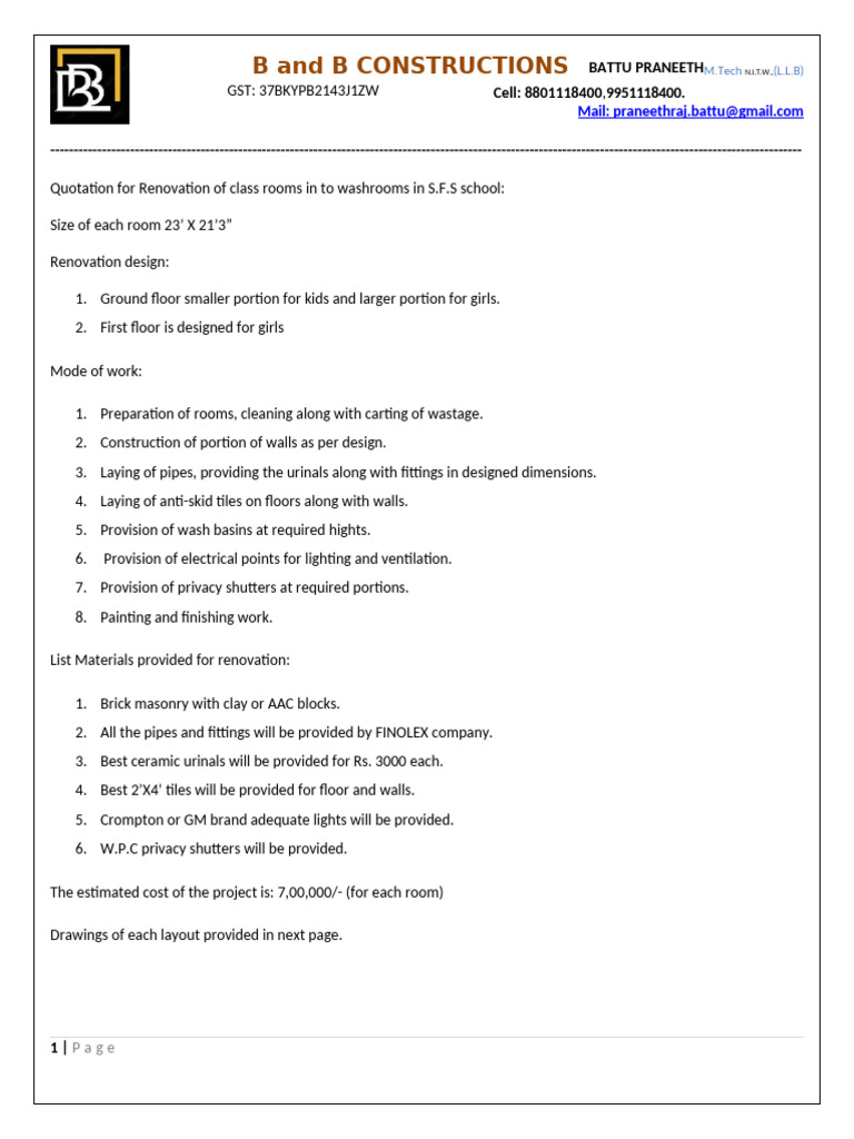 Extra Works Vincent | PDF | Building Technology | Building Materials
