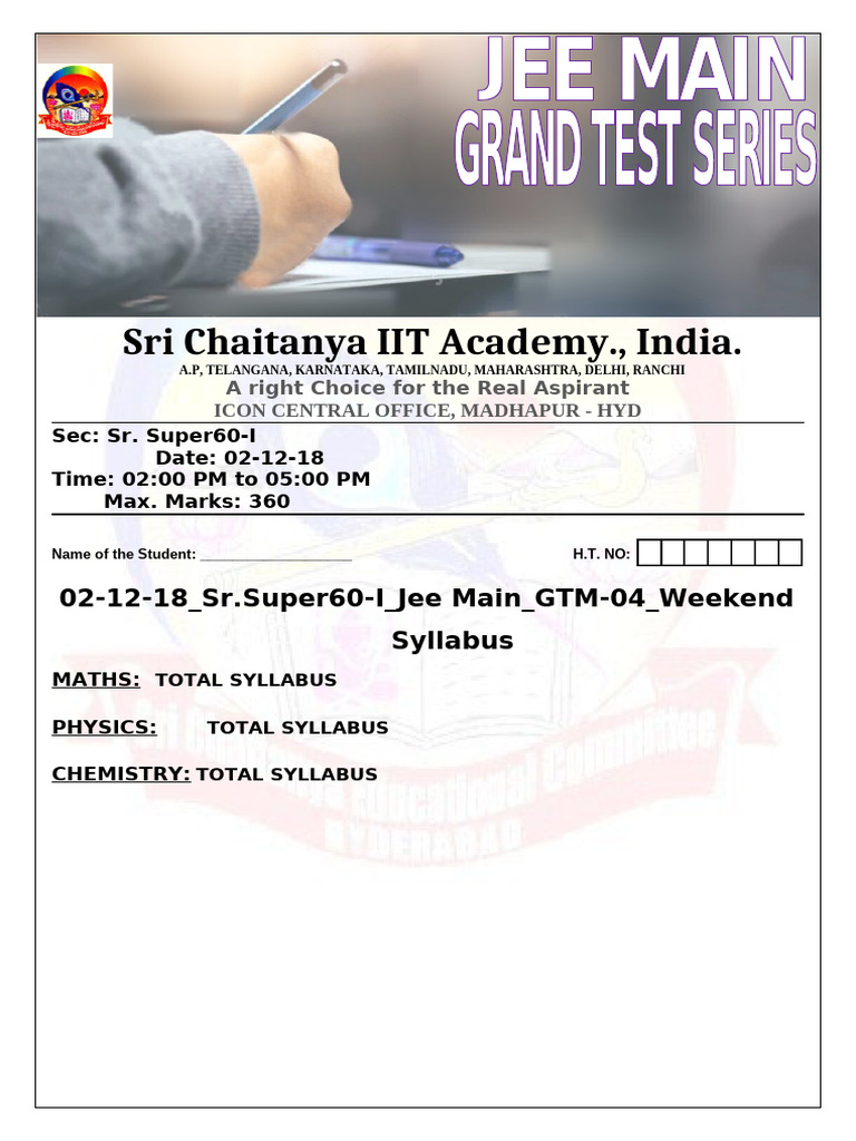 02 12 18 - Jee Main - GTM 04 - QP | PDF | Photoelectric Effect | Capacitor