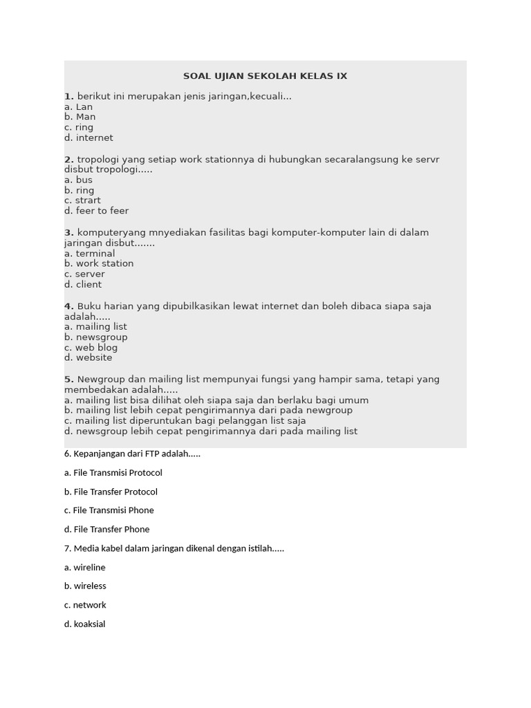 Soal Ujian Sekolah Kelas Ix | PDF
