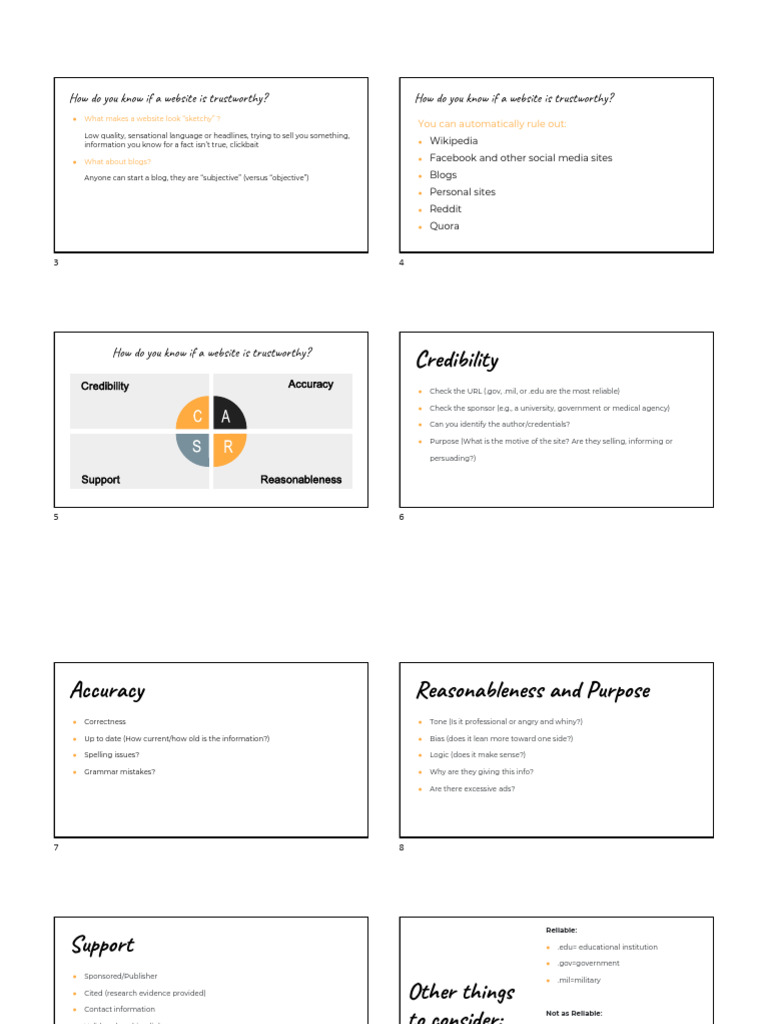 Week 10 Finding Credible Sources Handout | PDF | Credibility | Human ...