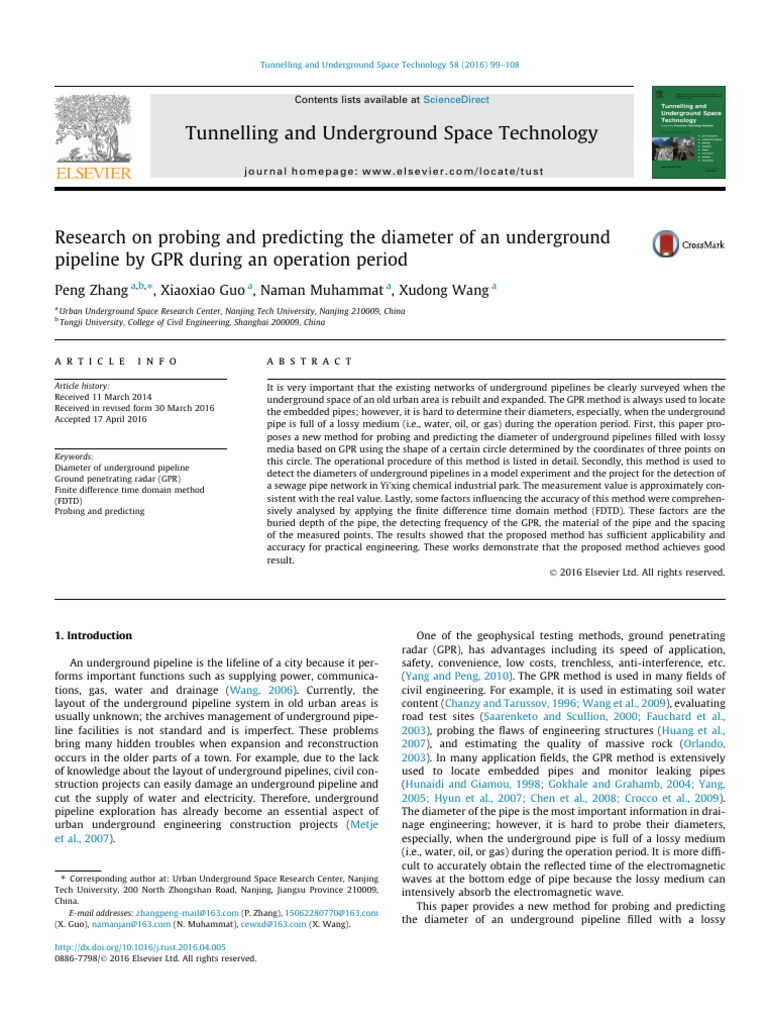 Research On Probing and Predicting The Diameter of An Underground Pipeline by GPR During An ...