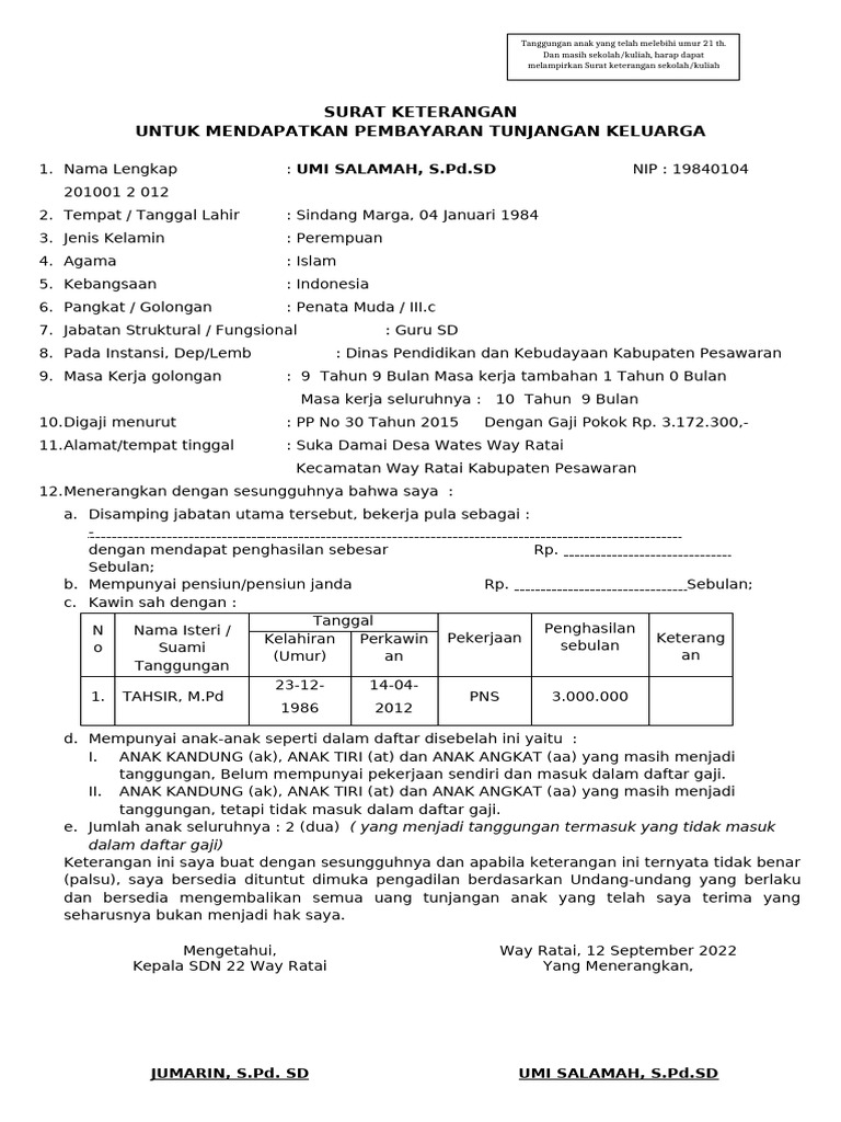 Blangko KP4 Umi Salamah | PDF