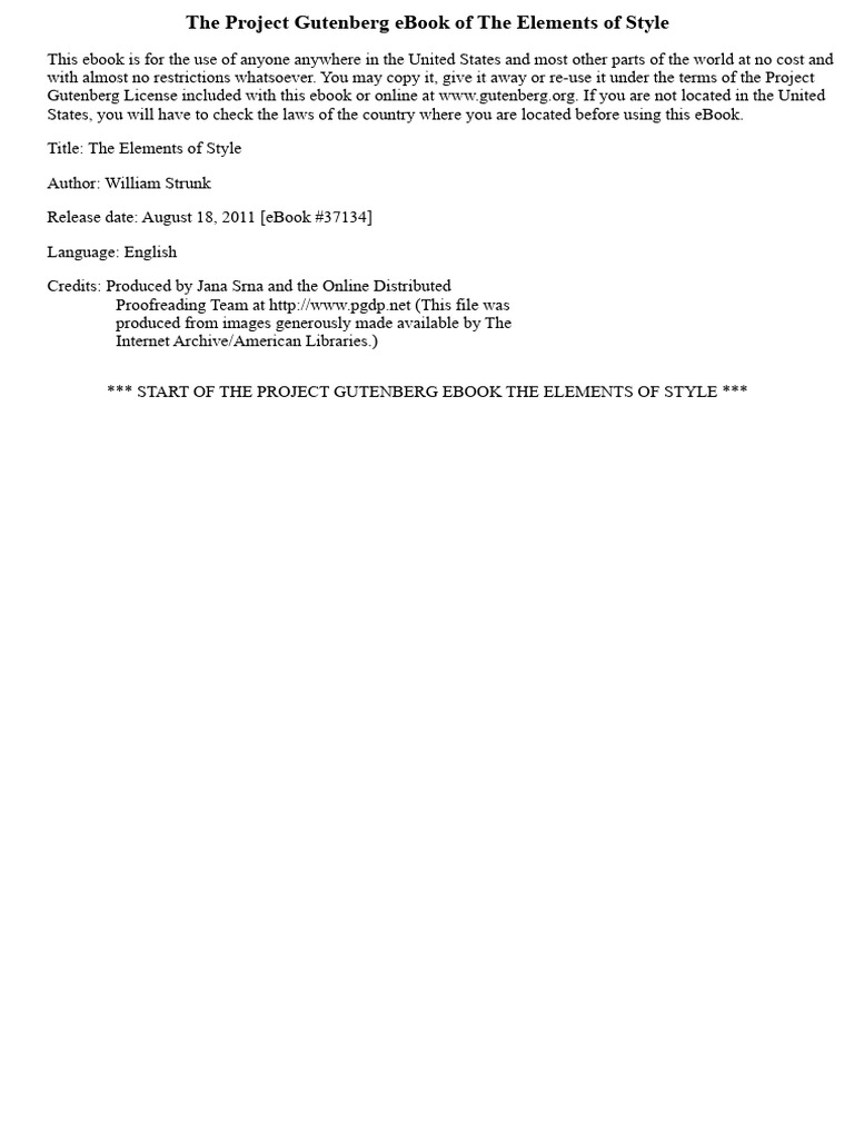 The Elements of Style, by William Strunk-A Project Gutenberg Ebook ...